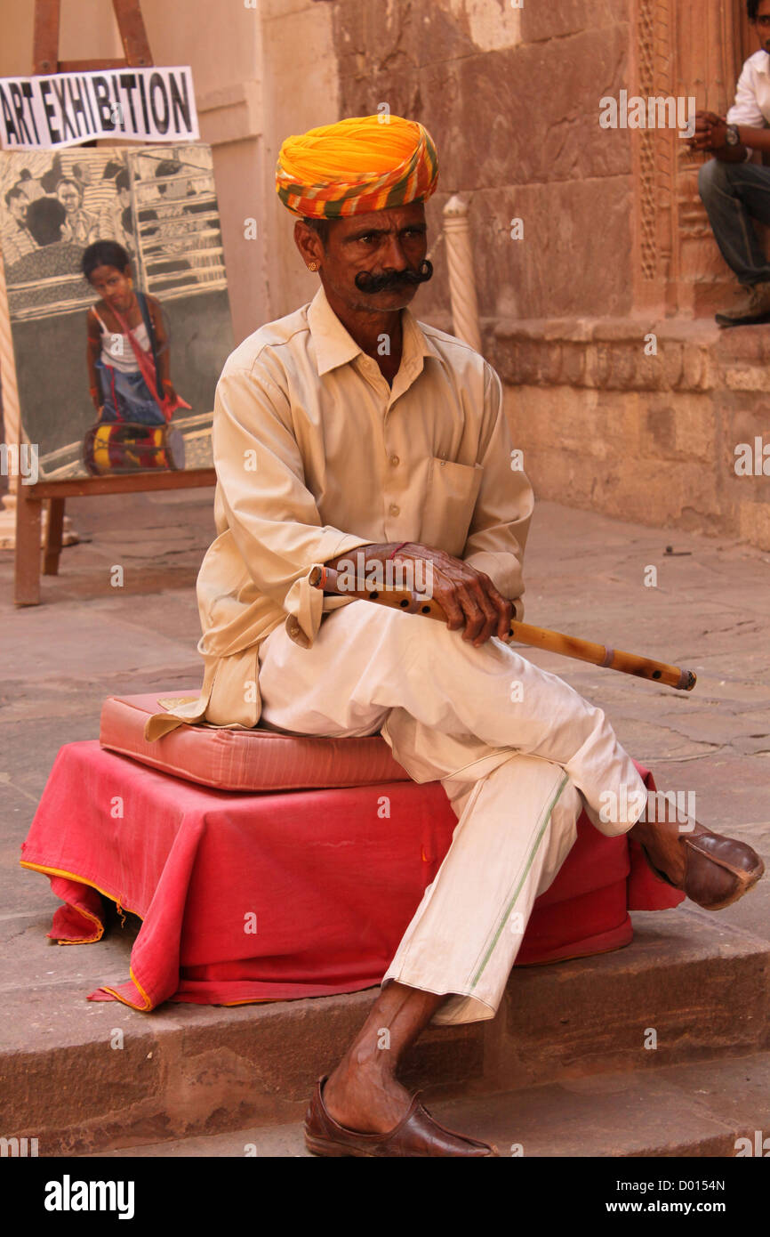 Man who plays flute Rajasthan India Stock Photo - Alamy
