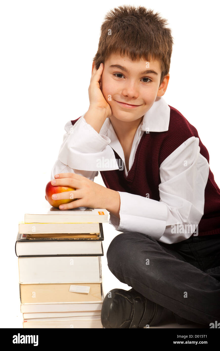 Schoolboy smiling holding white hi-res stock photography and images - Alamy