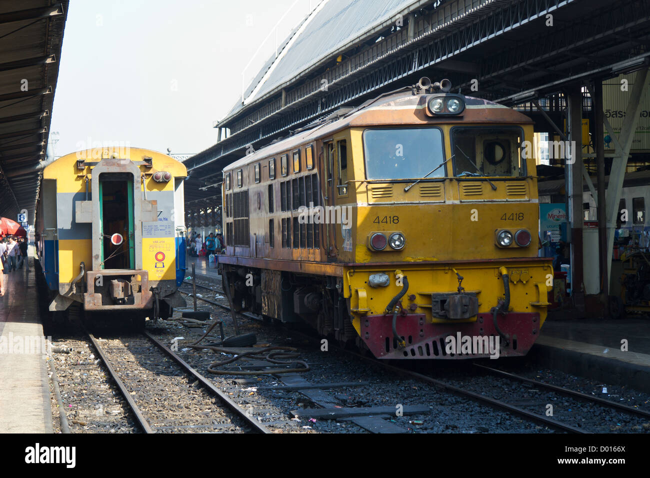 Trains in the Central Railway Station in Bangkok, Thailand Stock Photo ...