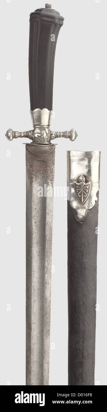 A German hand-and-a-half sword, circa 1520. Heavy blade of lenticular ...