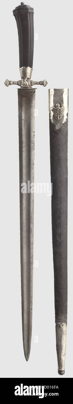 A German hand-and-a-half sword, circa 1520. Heavy blade of lenticular ...