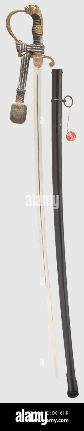 A lion's head sabre for army officers with portepee and manufacturer's ...