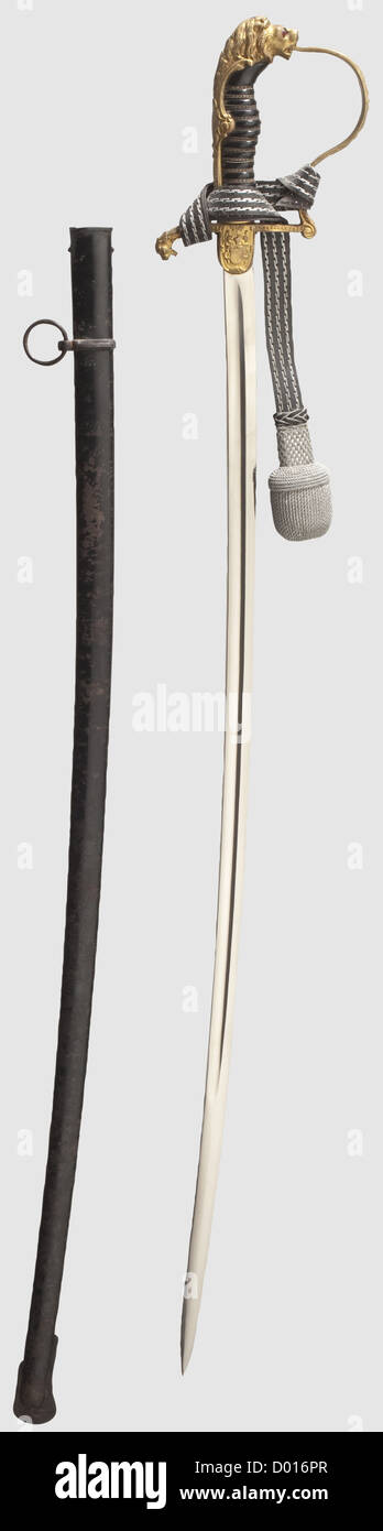 A lion's head sabre for army officers,with portepee,Maker WKC,Solingen ...