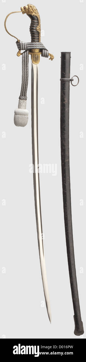 A lion's head sabre for army officers,with portepee,Maker WKC,Solingen ...