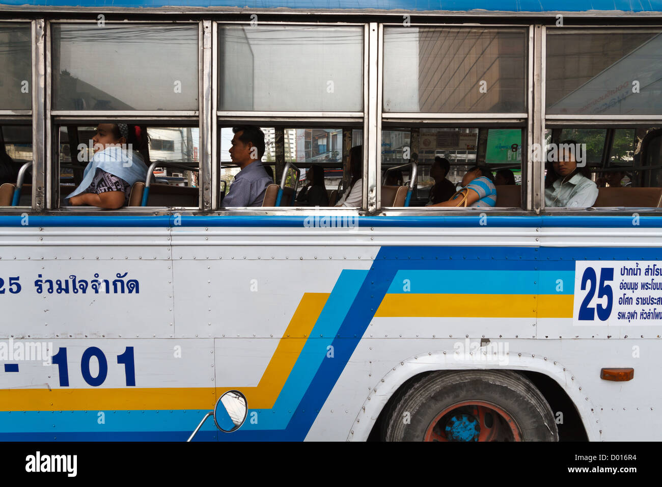 Passengers in a Bus in Bangkok, Thailand Stock Photo - Alamy