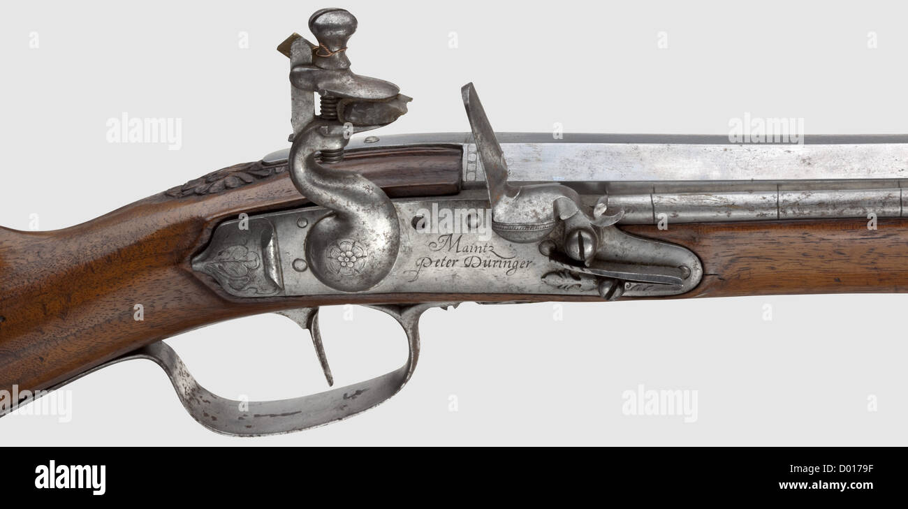 A German flintlock rifle with self-filling pan,Peter Düringer in Mainz ...