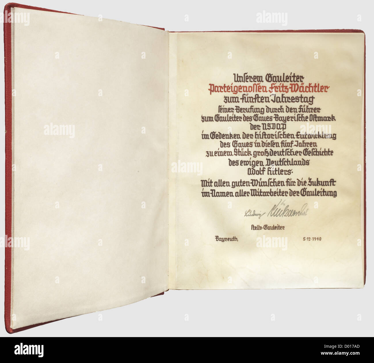 Gauleiter Fritz Wächtler(1891 - 1945)- a homage book from the Cities of ...