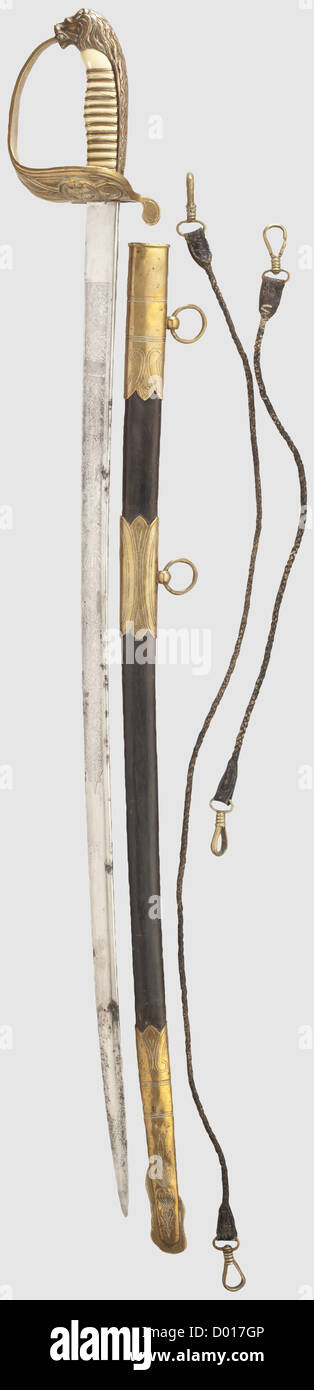 A sabre for officers of the German Imperial Navy,Pipe-backed blade with ...