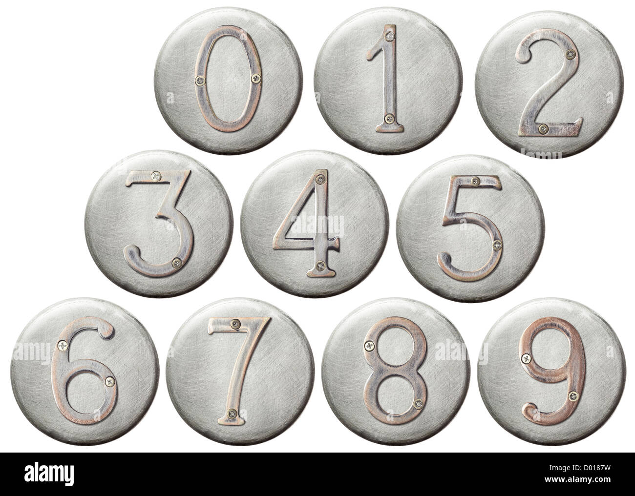 Aged metal numbers on a round metal plate Stock Photo - Alamy