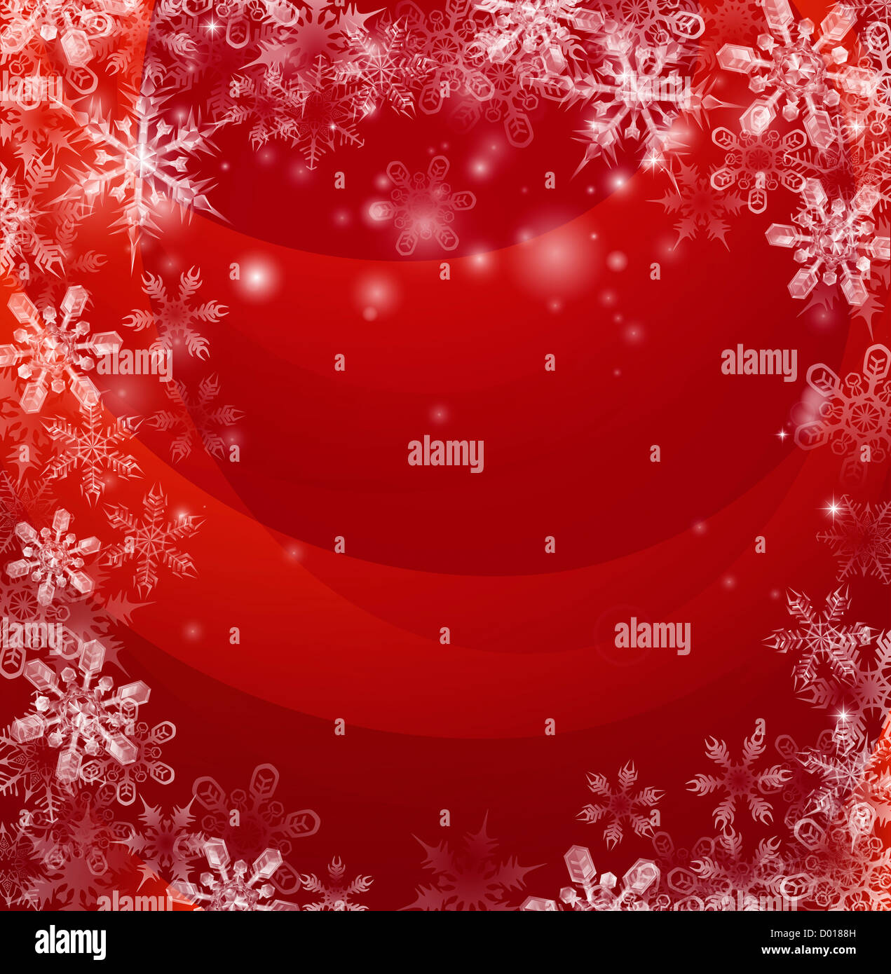 Illustration of abstract red background with snow falling/snowflakes ...