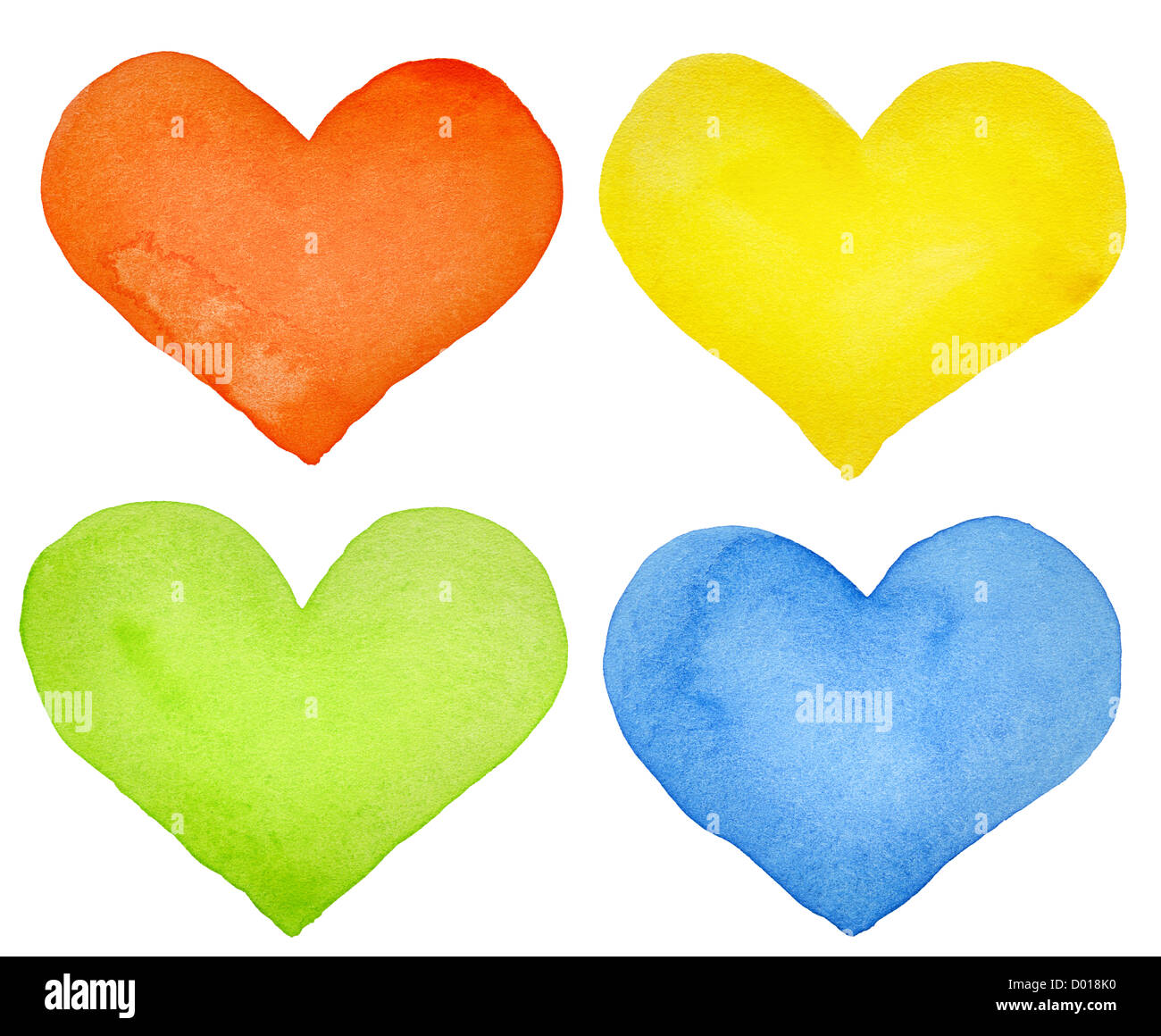 Watercolor hand painted hearts Stock Photo - Alamy
