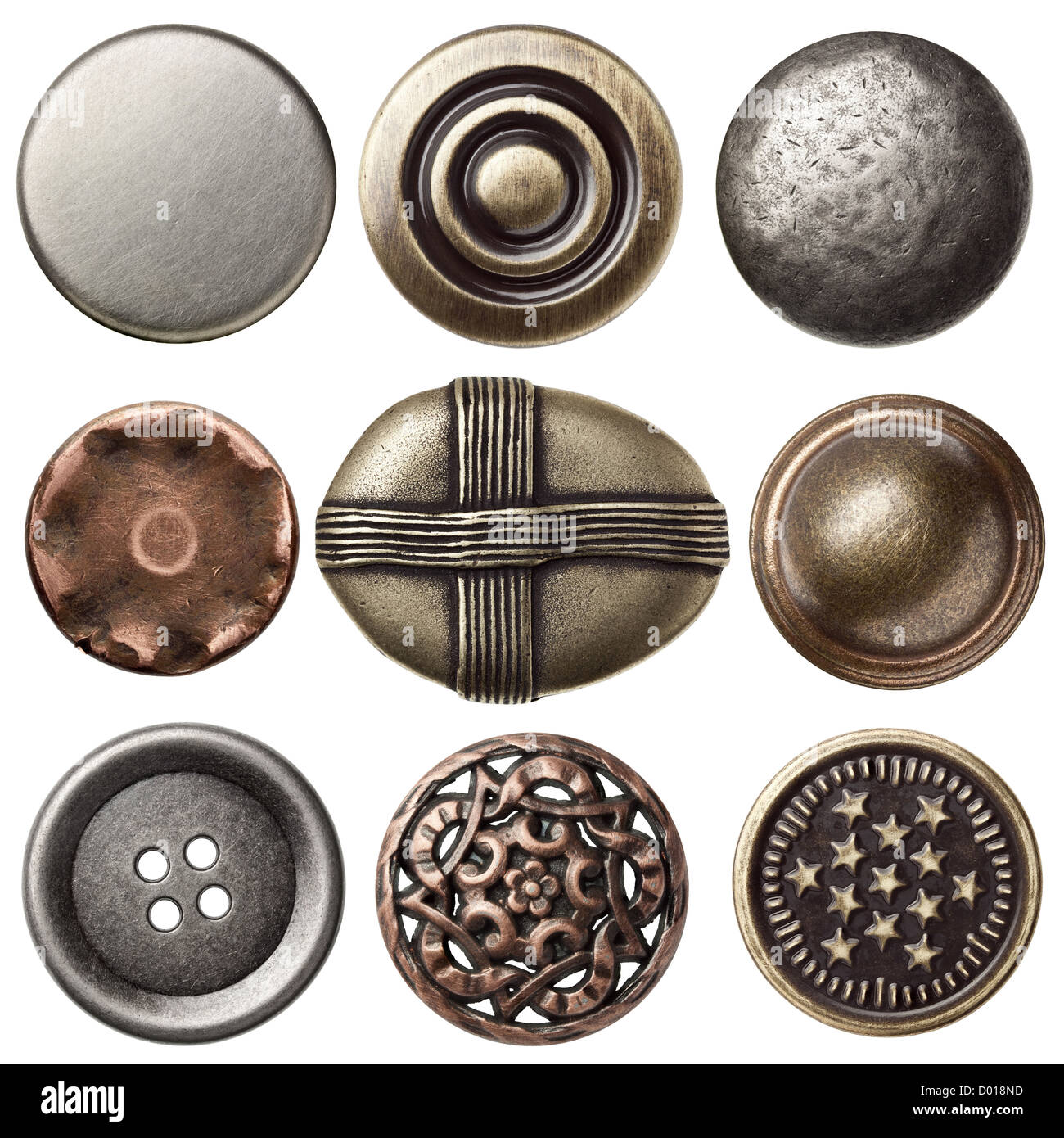 Vintage metal sewing buttons, isolated Stock Photo - Alamy