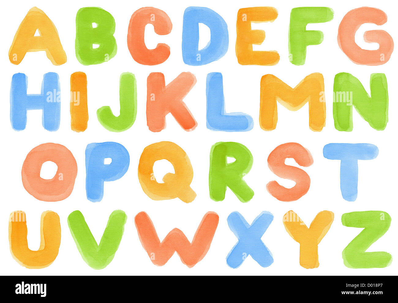 Handwritten watercolor alphabet, isolated. Made myself Stock Photo - Alamy