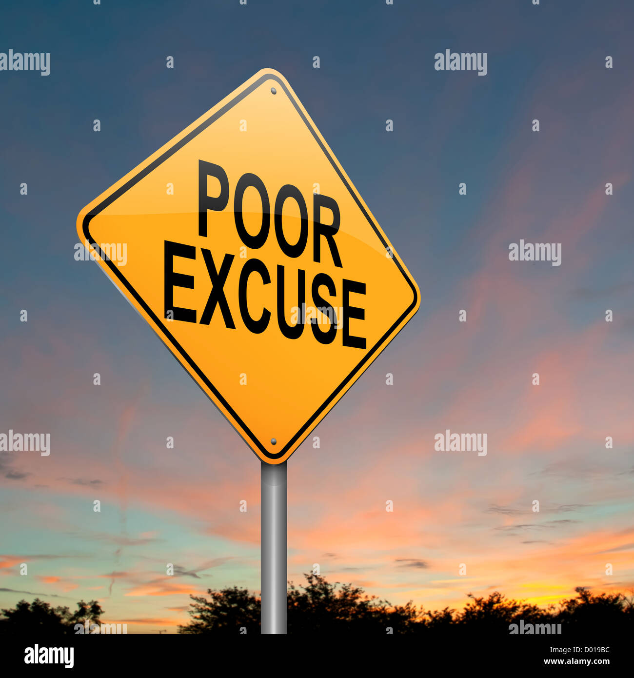 Poor excuse concept sign Stock Photo - Alamy