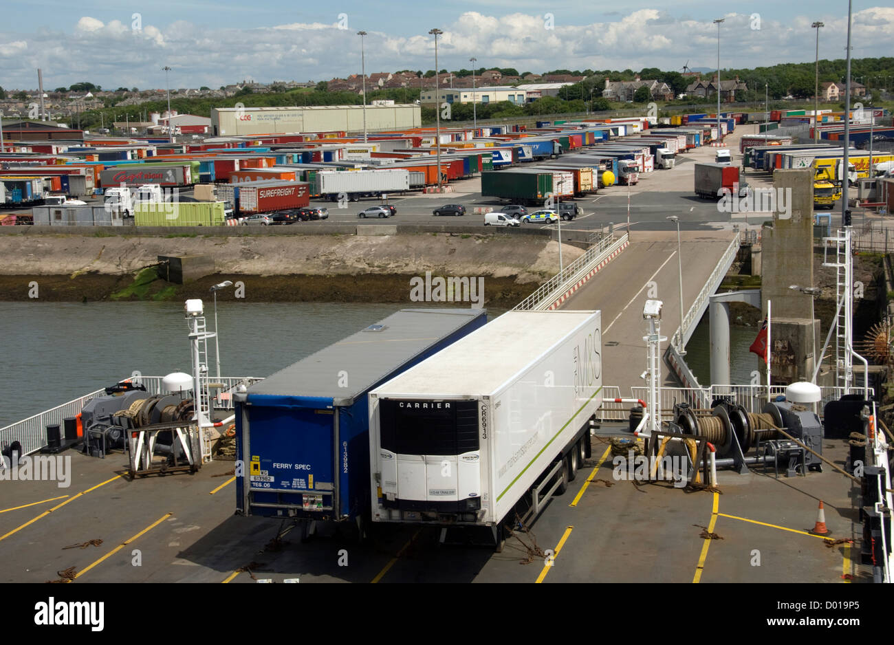 LANCASHIRE; THE HEYSHAM FERRY TERMINAL; CONTAINERS AWAITING LOADING ...