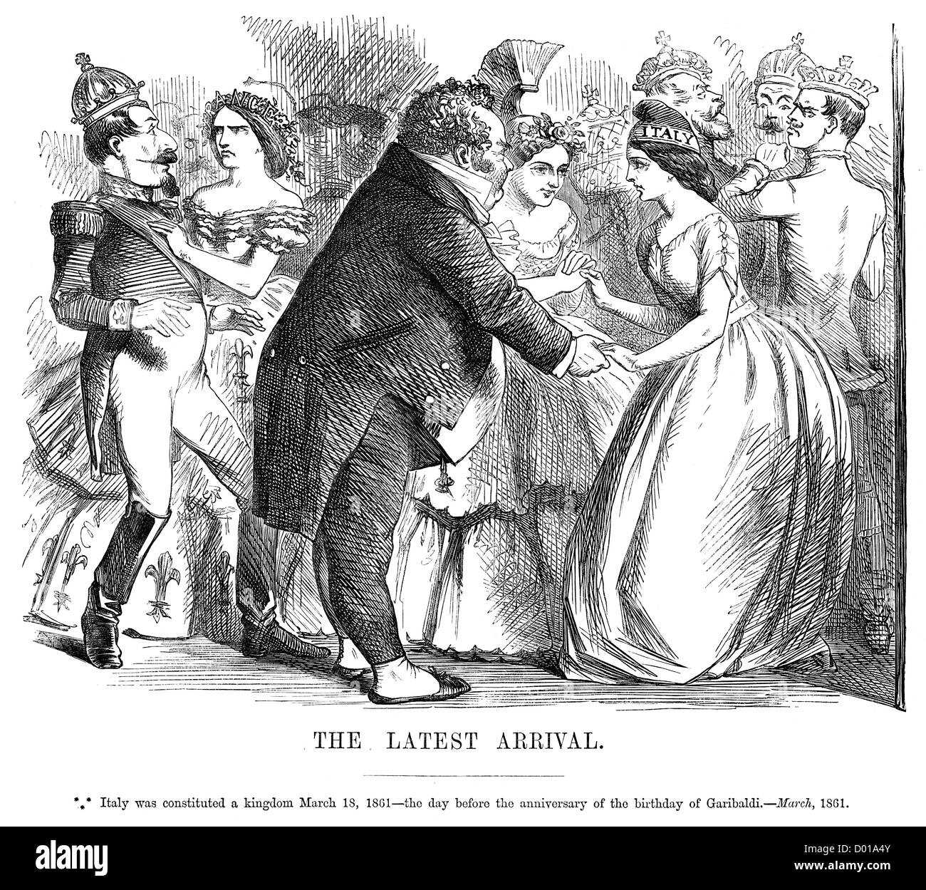 The Latest Arrival. Political cartoon about creation of the Kingdom of ...