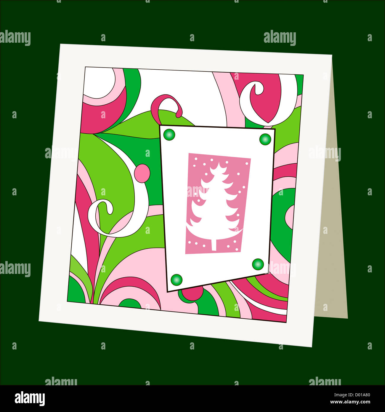 illustration with nice pattern and Christmas tree Stock Photo - Alamy