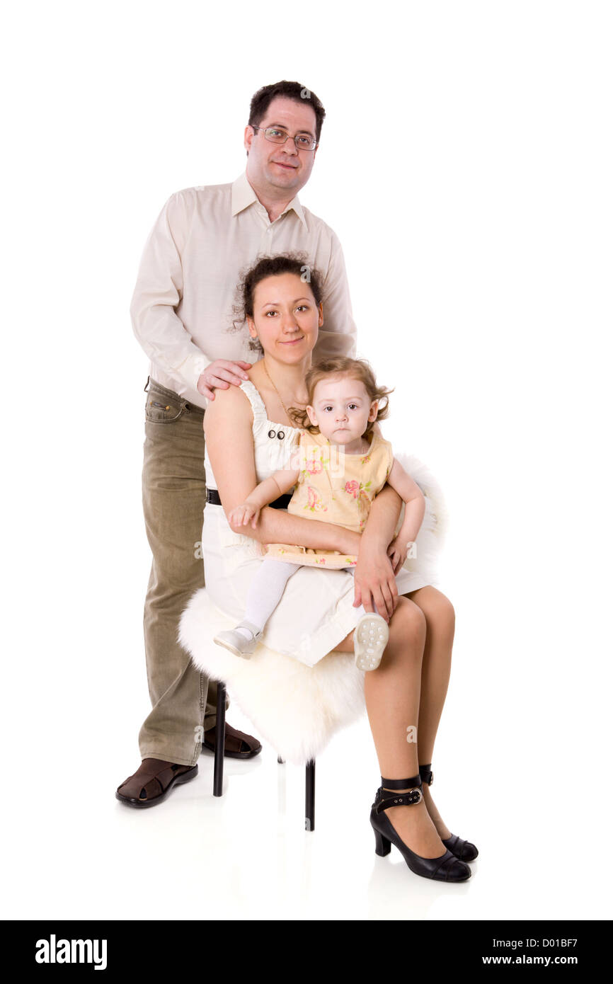 Happy Family with daughter together isolated on white Stock Photo - Alamy