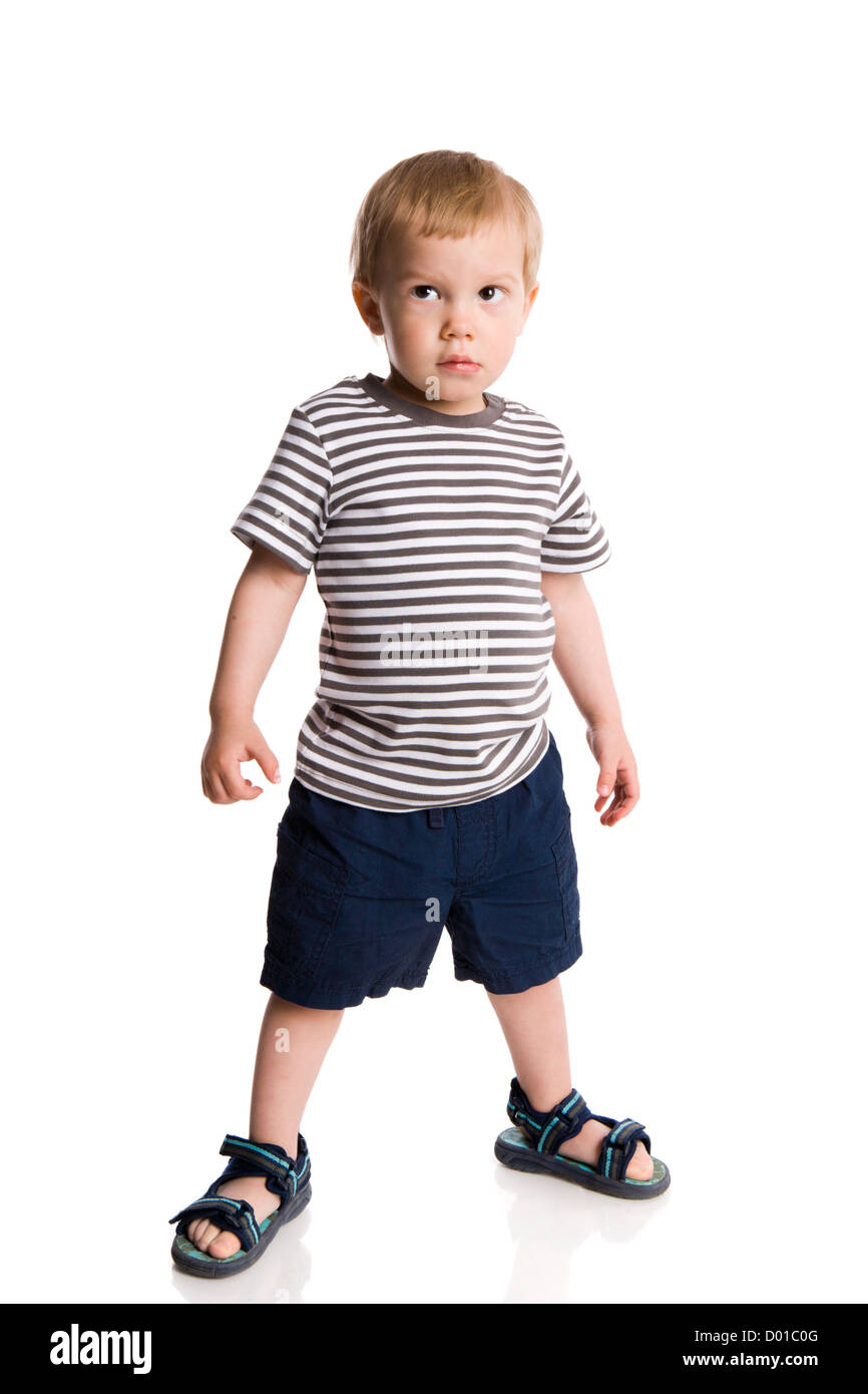 Two years boy standing on floor isolated on white Stock Photo - Alamy
