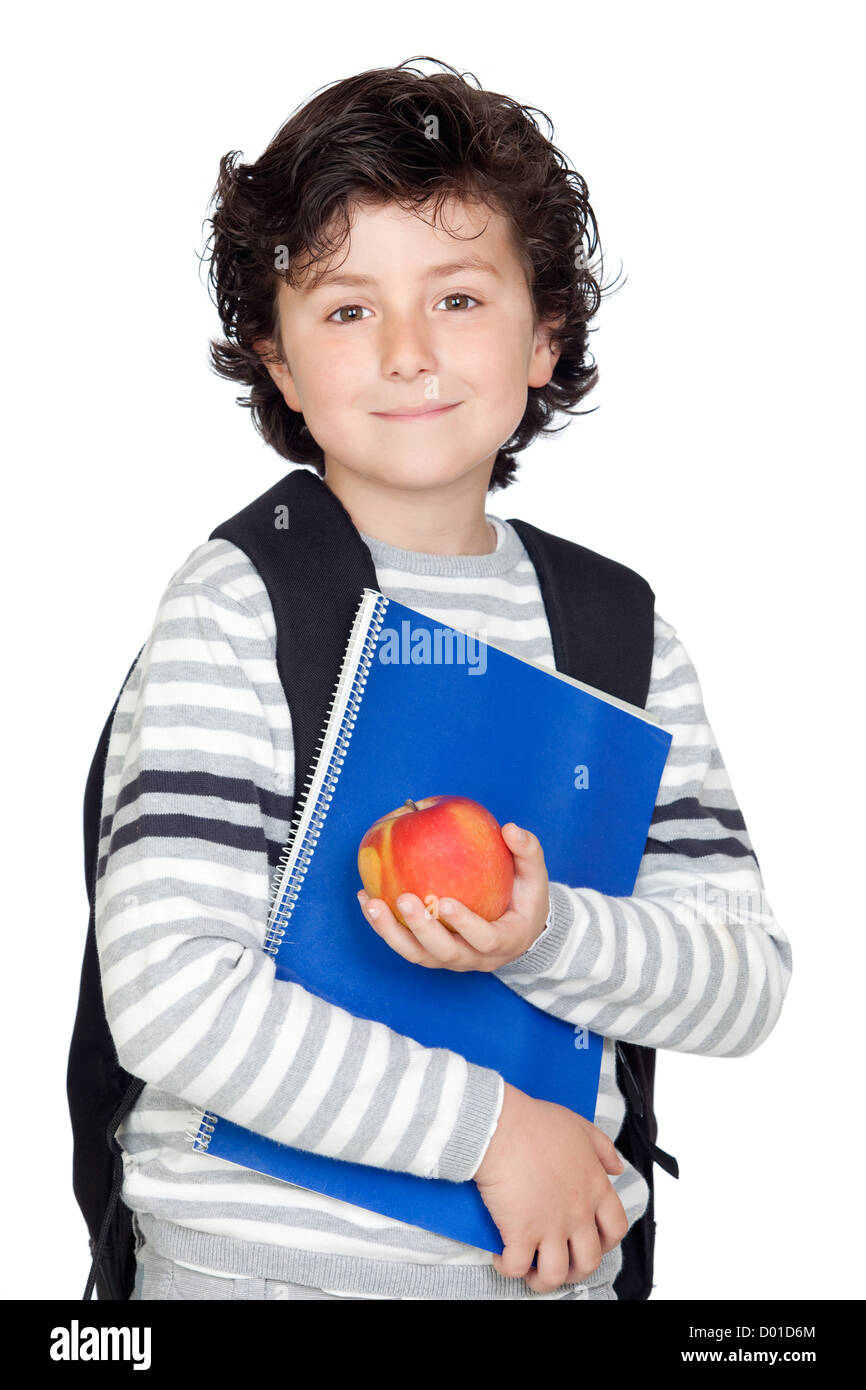 Student child with backpack isolated on white background Stock Photo ...