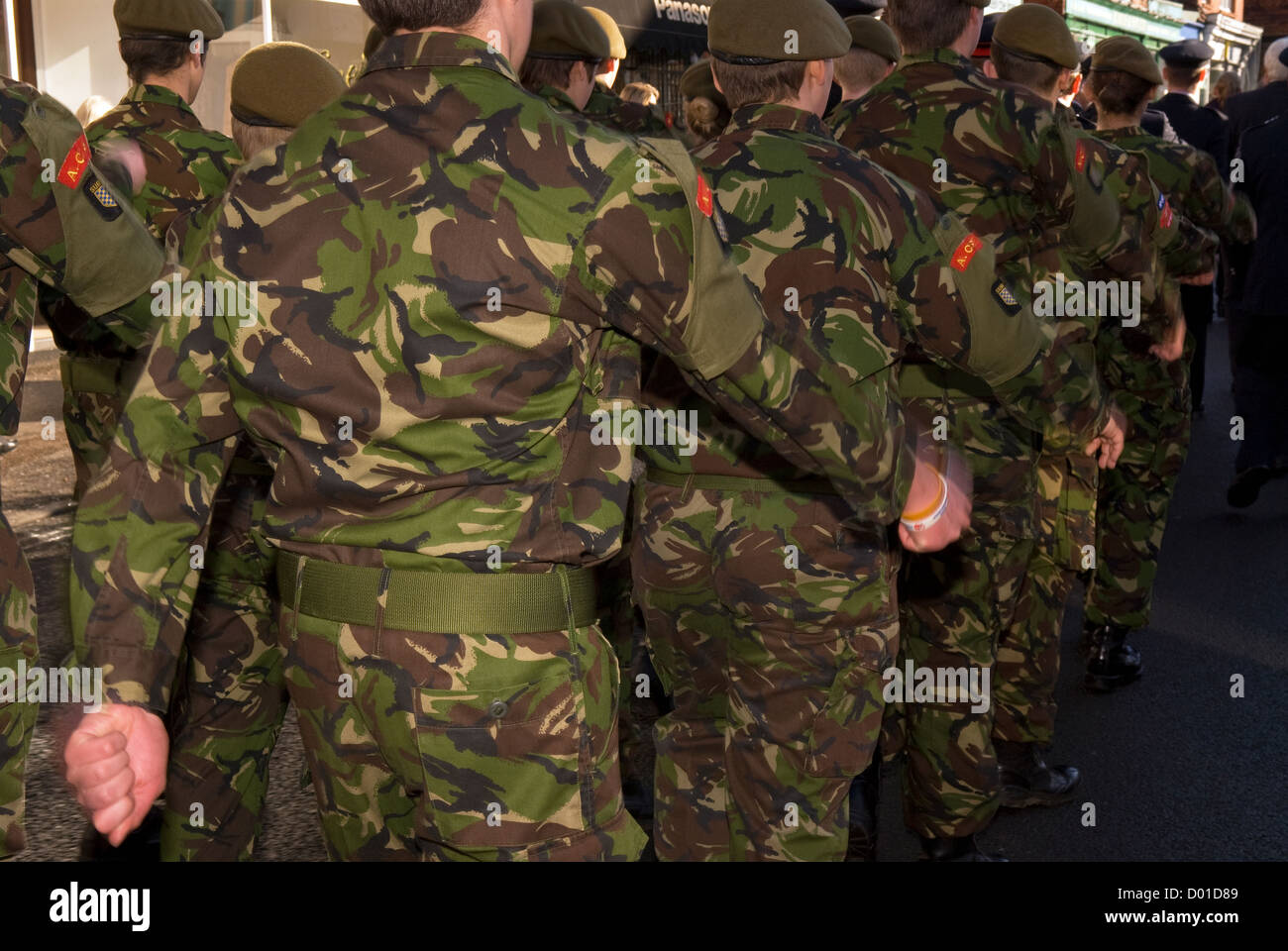 Members of the Army Cadets marching on Remembrance Sunday, Haslemere ...