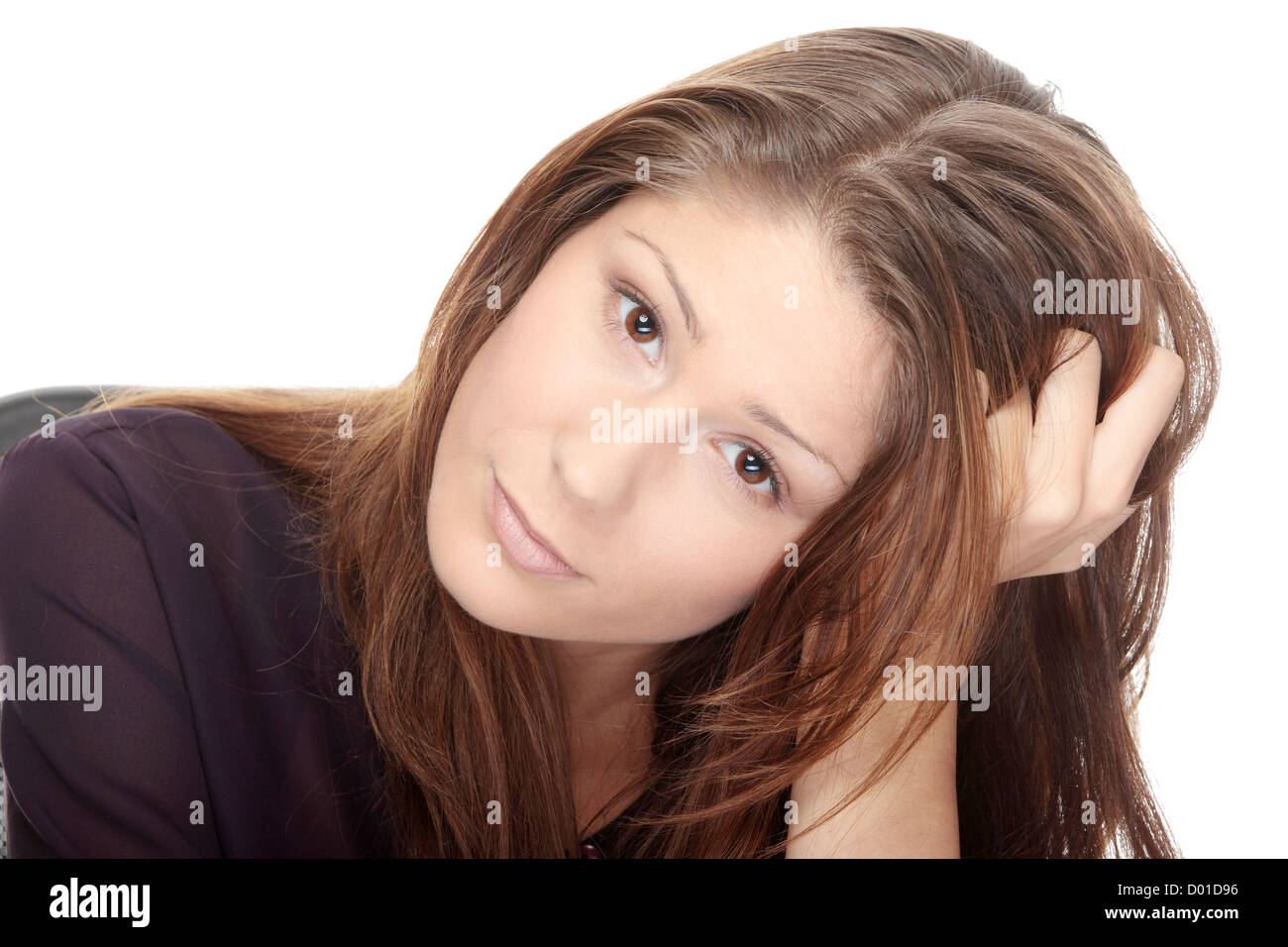 Young beautiful woman with depression, isolated Stock Photo - Alamy