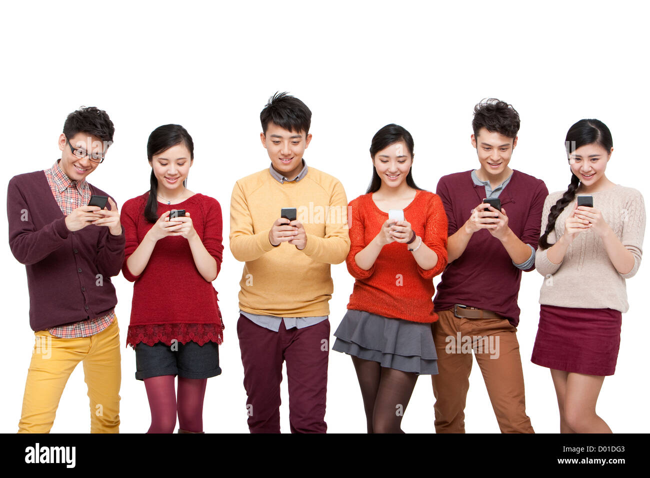 Young friends with smart phones in Chinese New Year Stock Photo - Alamy