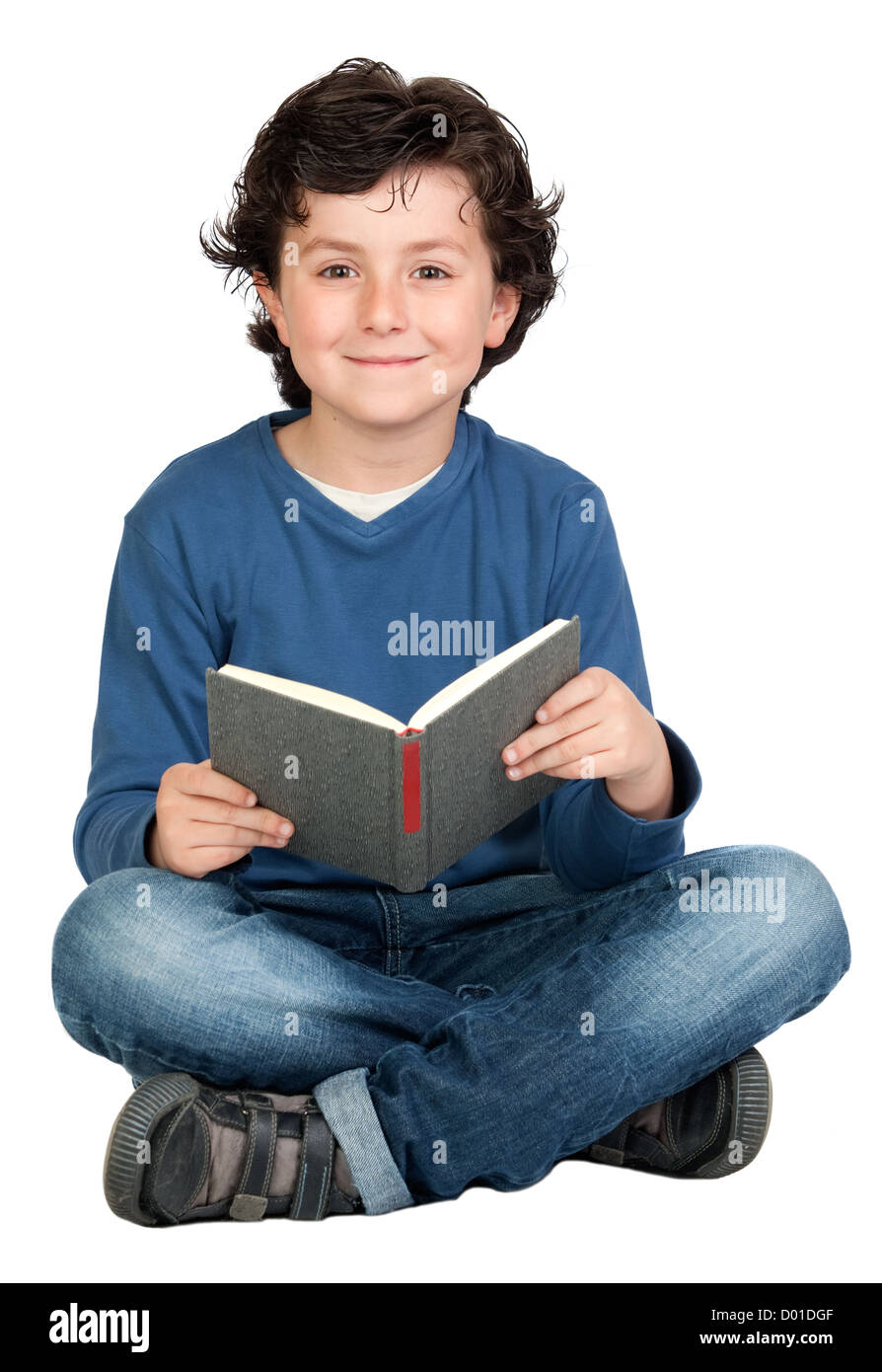 Student child with a book isolated over white background Stock Photo ...