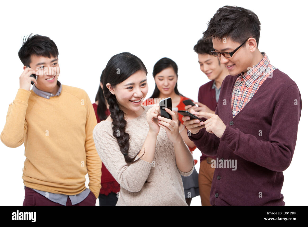 Young friends with smart phones in Chinese New Year Stock Photo - Alamy