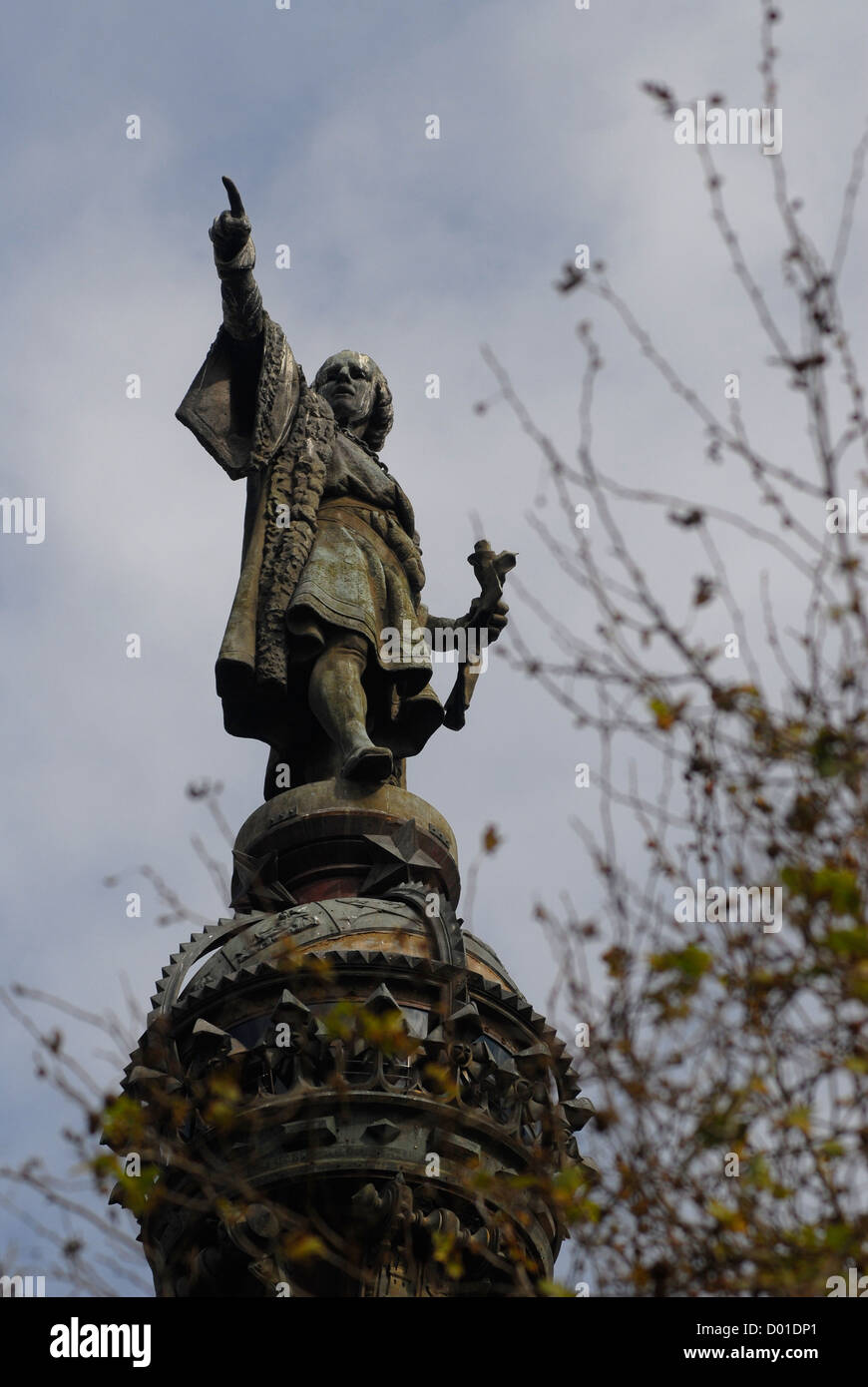 Christopher Columbus Statue monument in Barcelona, Spain Stock Photo ...
