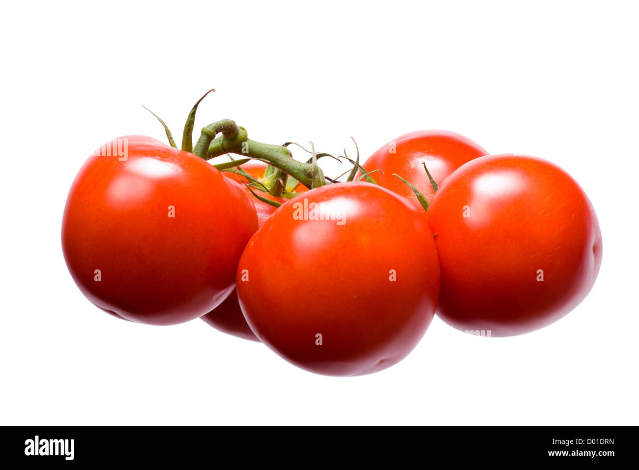 Bunch of five tasty tomatoes isolated on white Stock Photo - Alamy