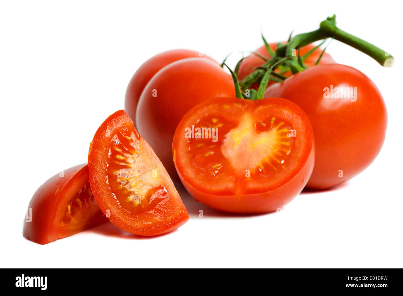 Bunch of five tasty tomatoes isolated on white Stock Photo - Alamy