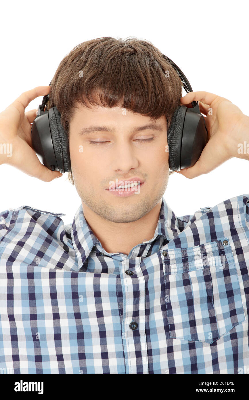 Man with headphones Stock Photo - Alamy