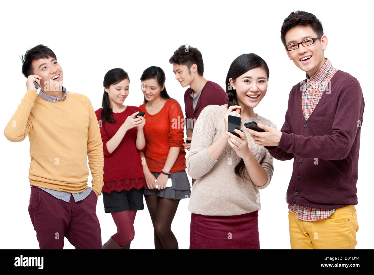 Young friends with smart phones in Chinese New Year Stock Photo - Alamy