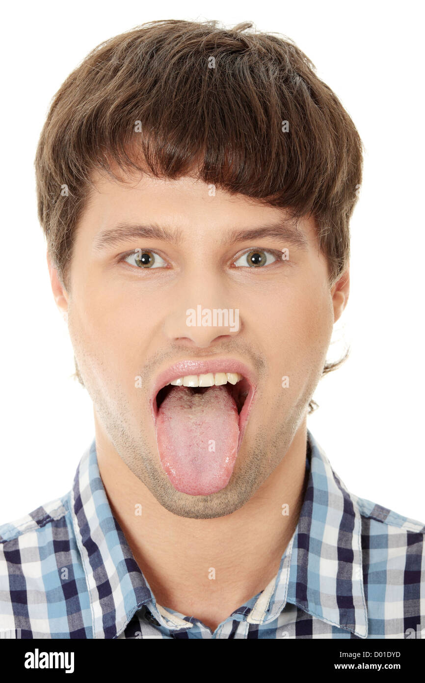 Man mouth open showing tongue hi-res stock photography and images - Alamy