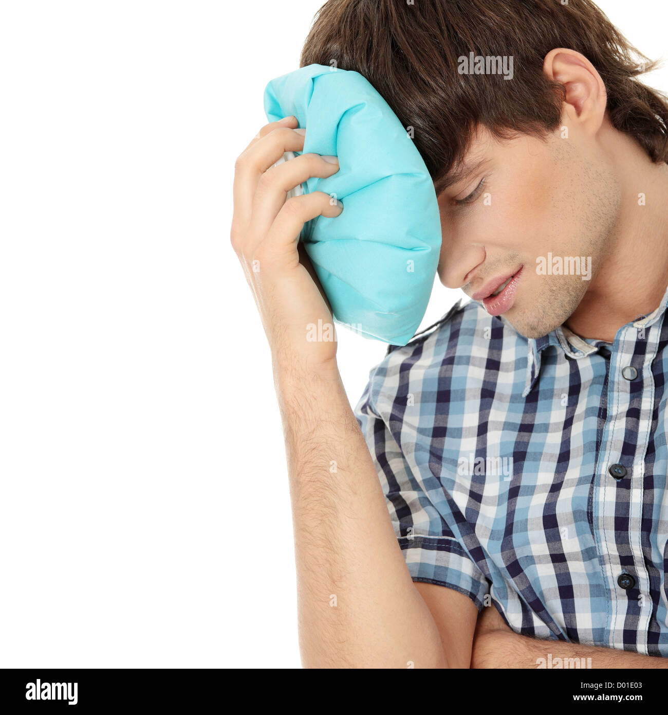 Man with ice bag Stock Photo - Alamy