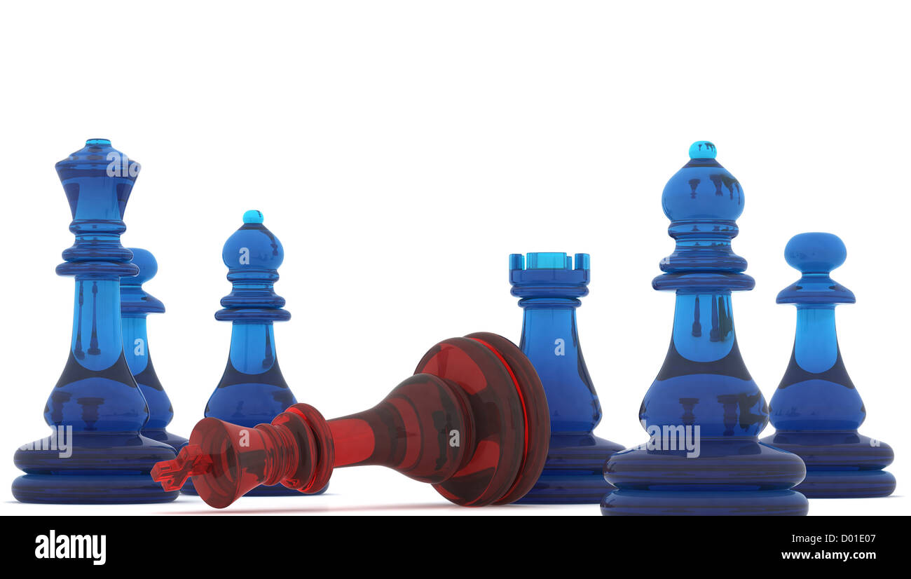 Chess board with fallen glass pieces Stock Photo - Alamy