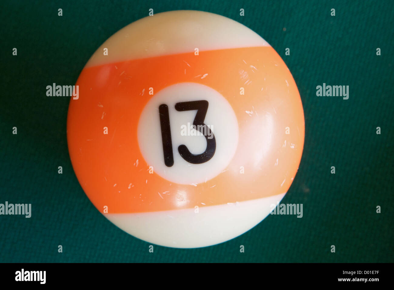Photo of one billiard ball with number thirteen Stock Photo - Alamy