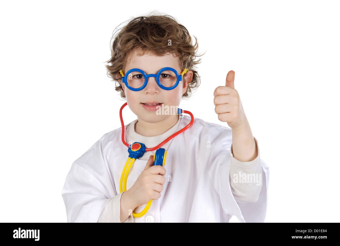 Adorable future doctor a over white background Stock Photo - Alamy