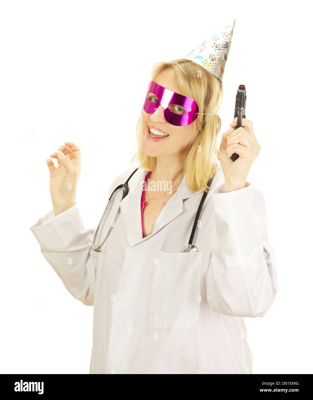 Female medical doctor with a gun Stock Photo - Alamy