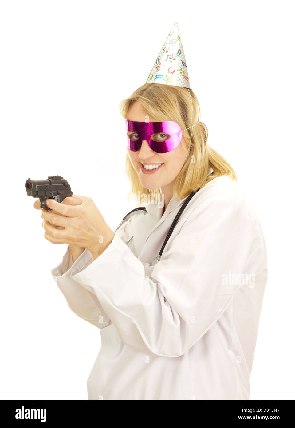 Female medical doctor with a gun Stock Photo - Alamy