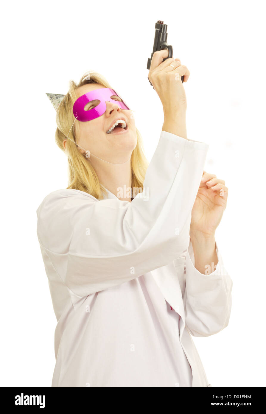 Female medical doctor with a gun Stock Photo - Alamy