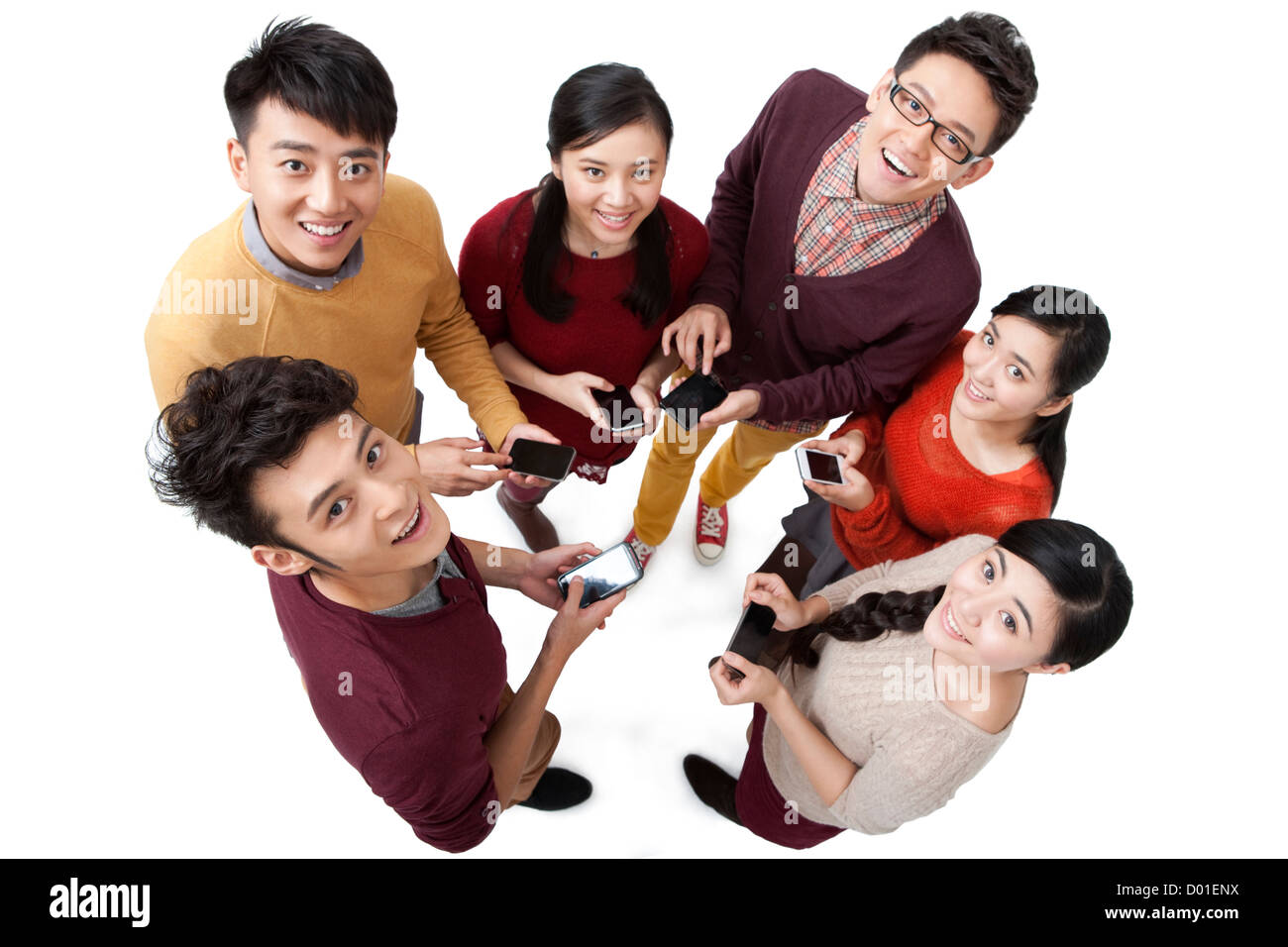 Young friends with smart phones in Chinese New Year Stock Photo - Alamy