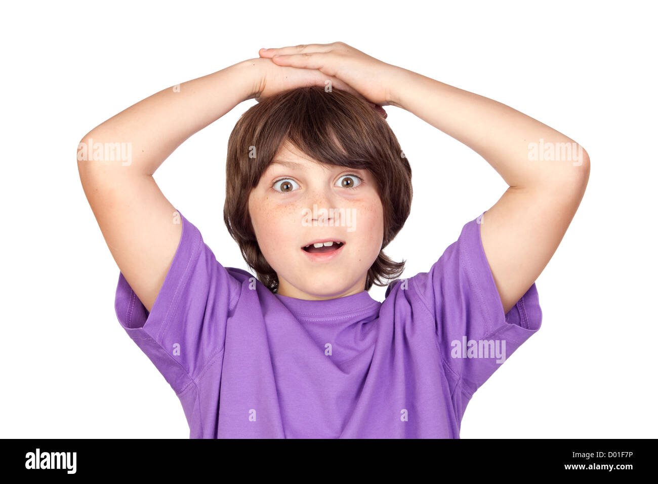 Surprised boy isolated on white background Stock Photo - Alamy