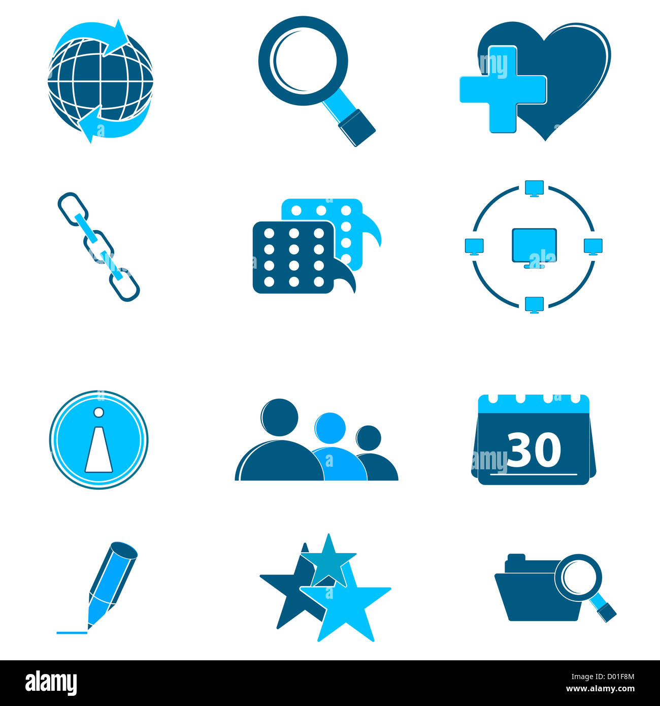 illustration of web icons on white background Stock Photo - Alamy