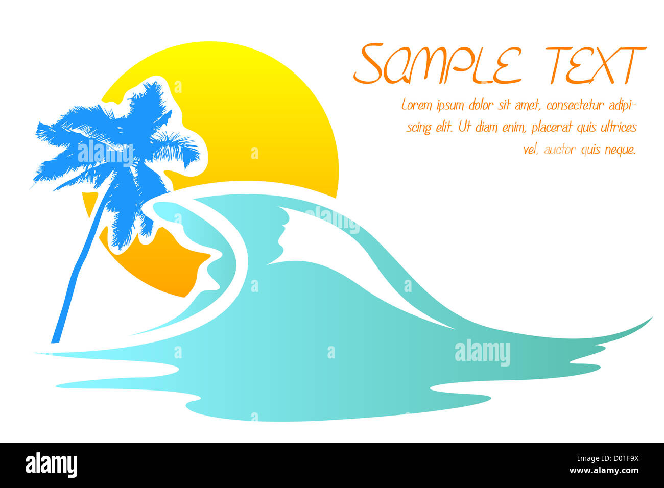 illustration of sea beach card on white background Stock Photo - Alamy