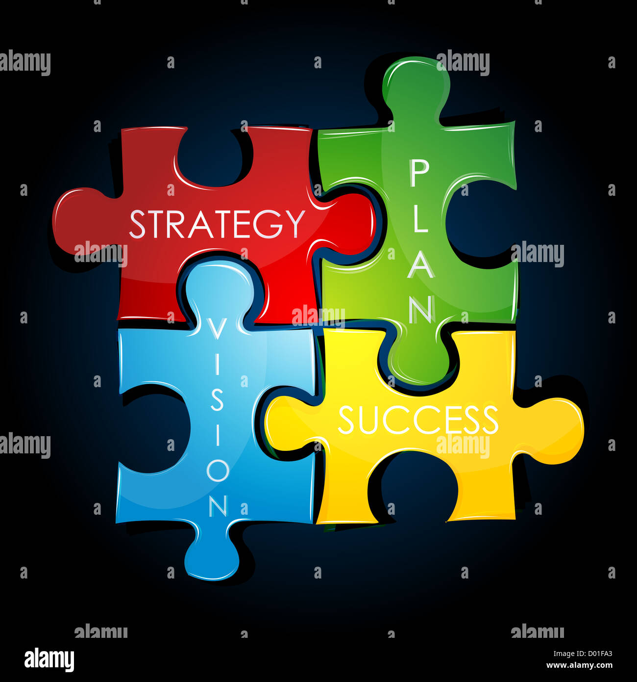 illustration of business strategy and plan against black background ...