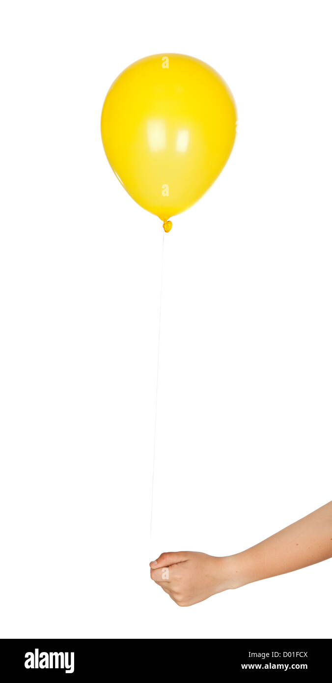 Yellow balloon inflated isolated on white background Stock Photo - Alamy
