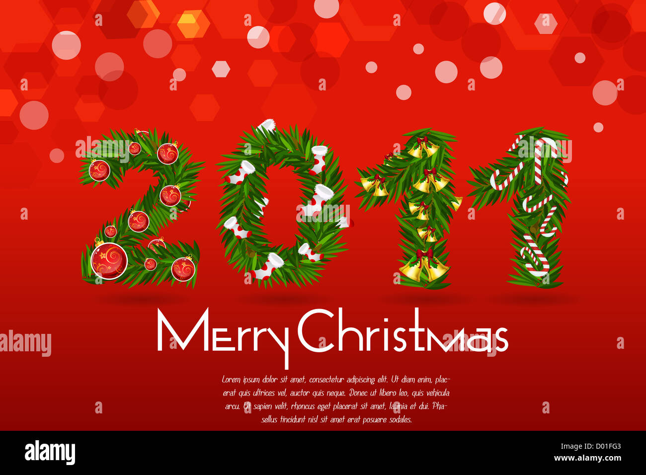 illustration of 2011 merry christmas card on white background Stock ...
