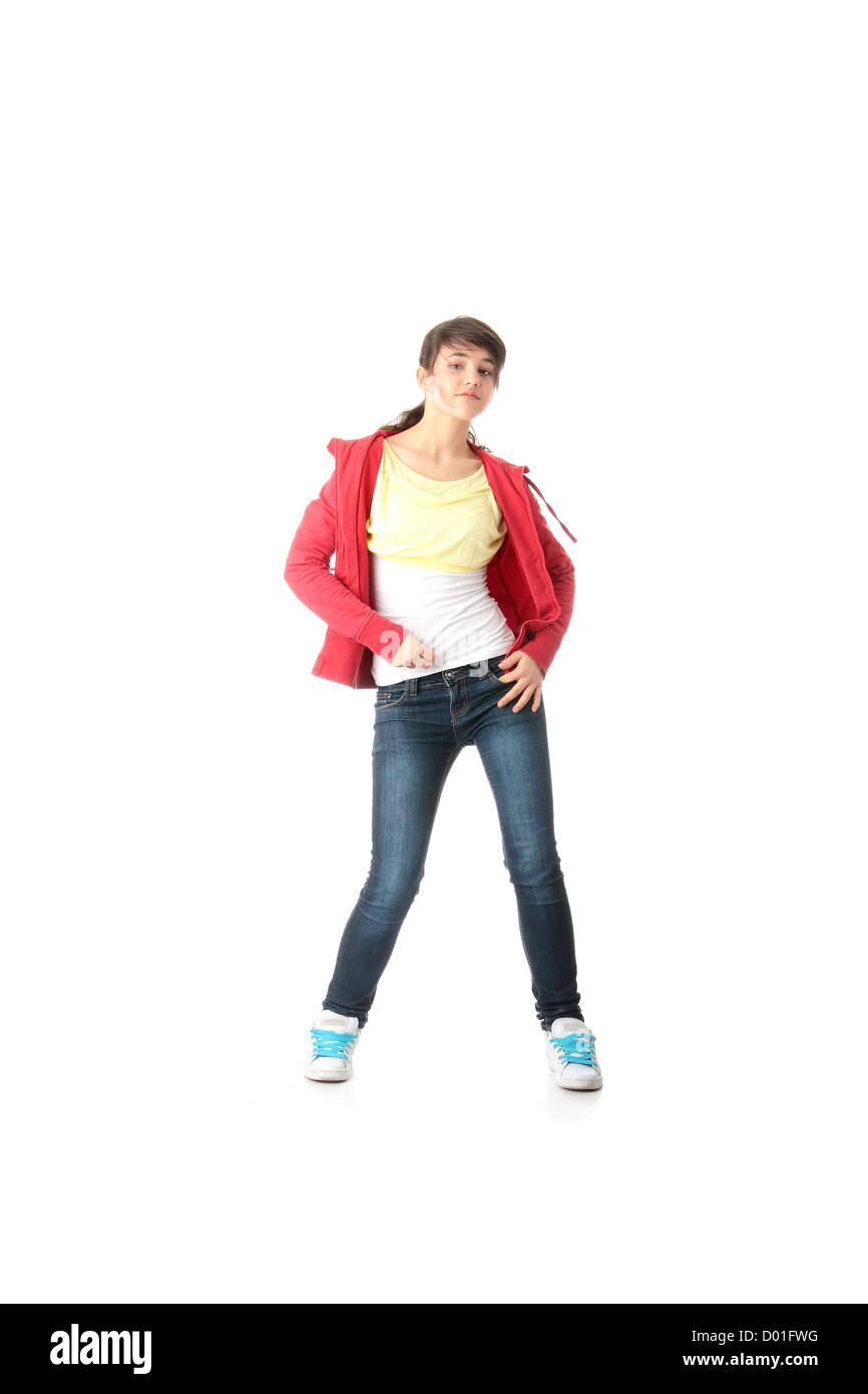 Young pop dancer, isolated on white background Stock Photo - Alamy